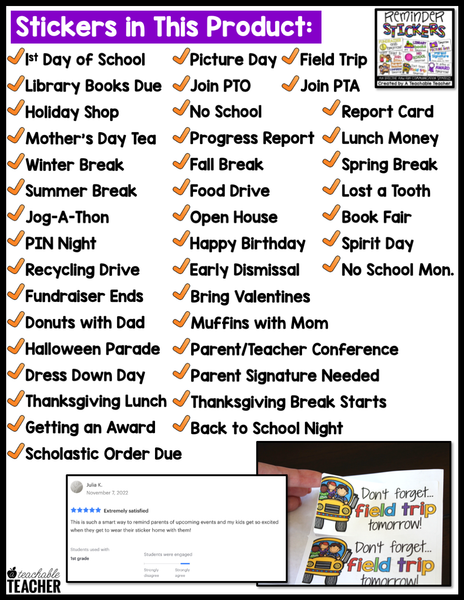 Reminder Stickers – A Teachable Teacher