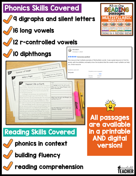 Multisyllabic Words Reading Passages - All-in-One BUNDLE – A Teachable ...