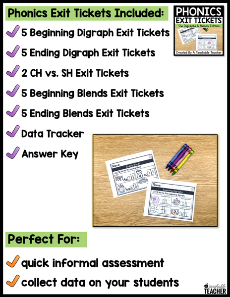 Phonics Exit Tickets - The Digraphs and Blends Edition – A Teachable ...