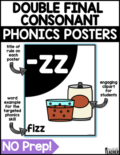 Double Final Consonant Phonics Posters – A Teachable Teacher