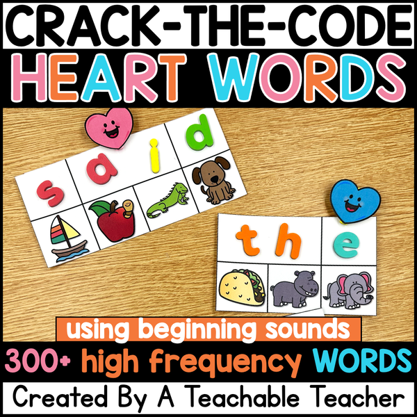 Secret Heart Words - A Beginning Sounds and High Frequency Words Activ ...