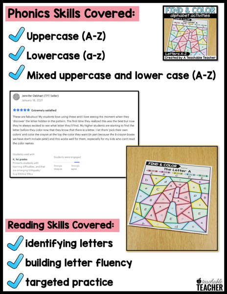 Color by Letter - Letter Recognition Activities A-Z – A Teachable Teacher