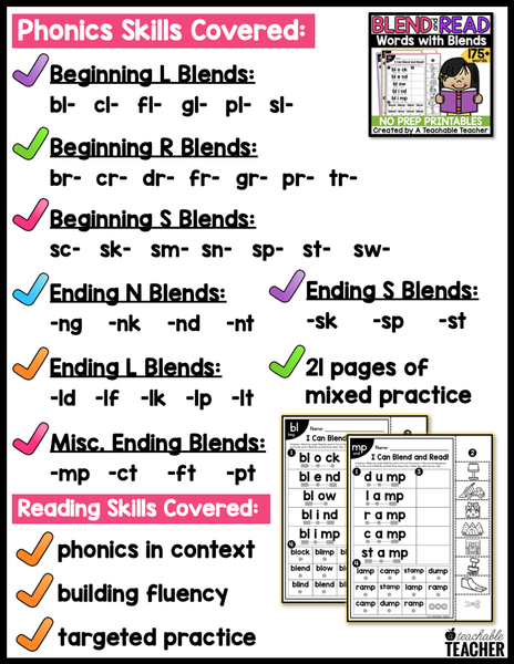 Blend and Read - Words with Blends – A Teachable Teacher