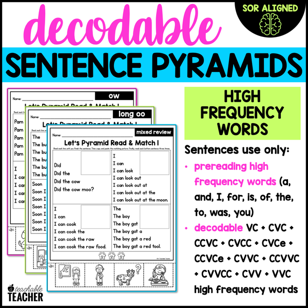 Decodable Sentence Pyramids- Diphthong Words – A Teachable Teacher