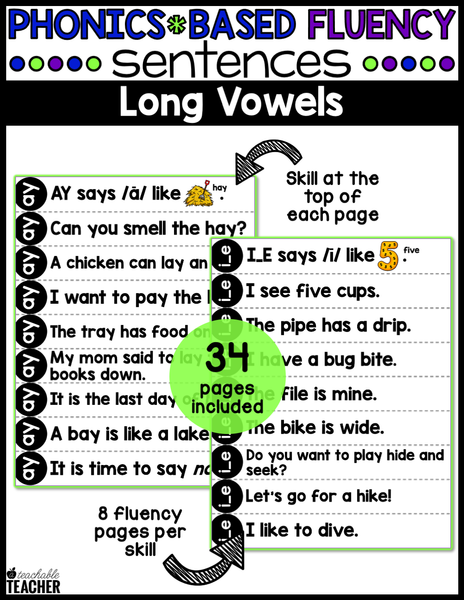 Phonics Based Fluency Sentences - Long Vowels – A Teachable Teacher