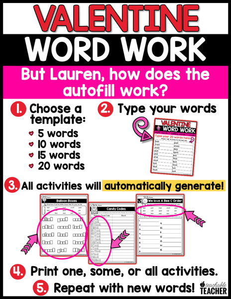 Editable Valentine's Day Word Work – A Teachable Teacher