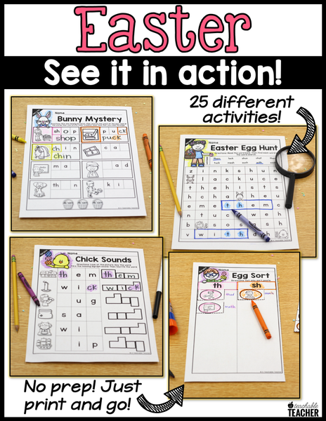 Easter Digraphs Activities- NO PREP Phonics Worksheets – A Teachable ...