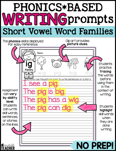 Phonics Based Writing - Short Vowel Word Families – A Teachable Teacher