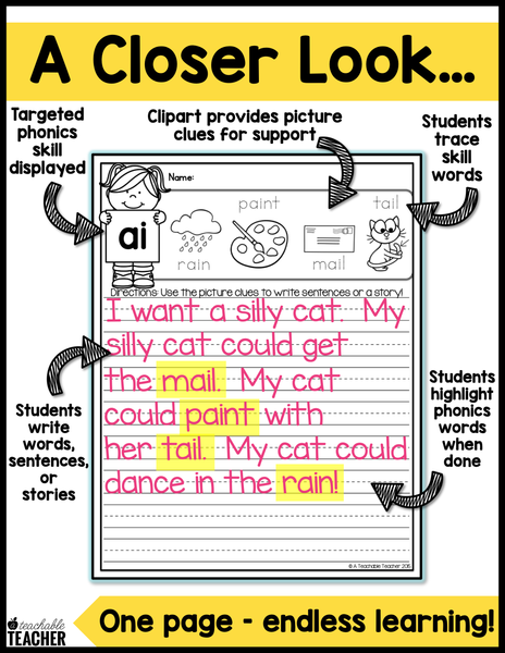 Phonics Based Writing Prompts - The BUNDLE – A Teachable Teacher