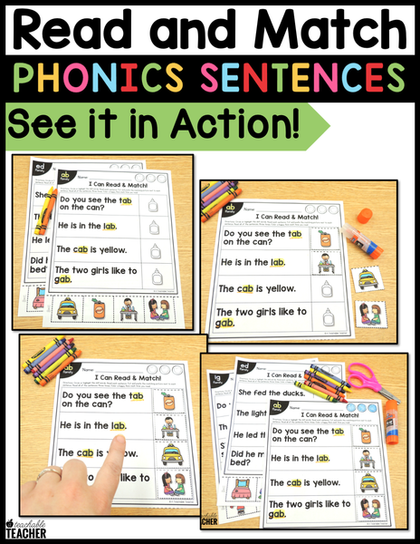 Read and Match Phonics Sentences - CVC Word Families – A Teachable Teacher