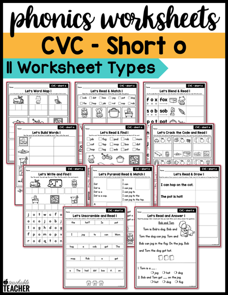 Phonics Short O CVC Words Science of Reading Worksheets: Decodables, W ...
