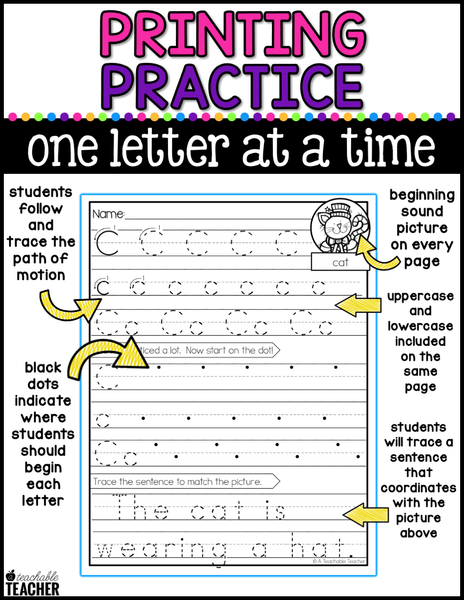 Printing Practice - One Letter at a Time – A Teachable Teacher