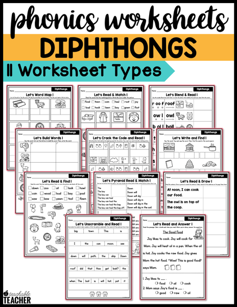 Diphthongs Phonics Worksheets - The Science of Reading – A Teachable ...