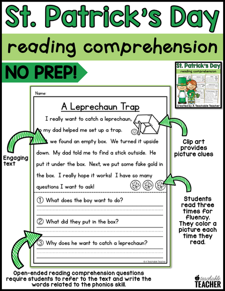 St. Patrick's Day Reading Comprehension – A Teachable Teacher