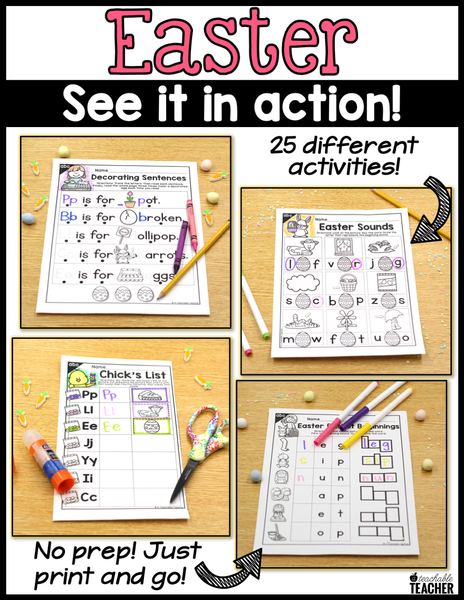 Easter Letter Sounds Activities- NO PREP Phonics Worksheets – A ...