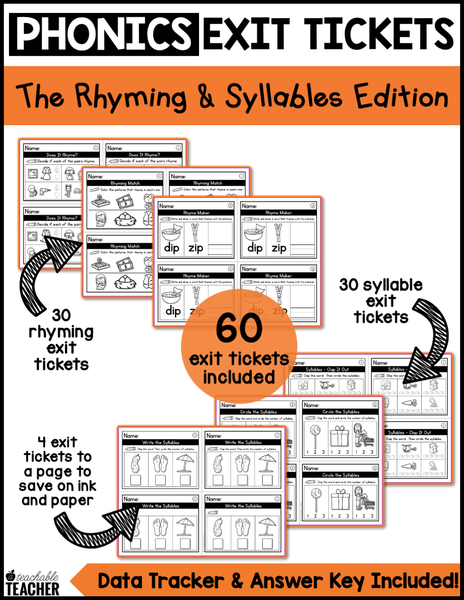 Phonics Exit Tickets - The Rhyming and Syllables Edition – A Teachable ...