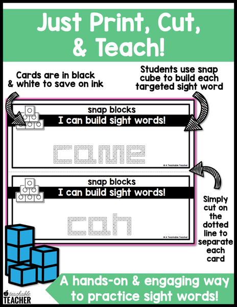 High Frequency Word Snap Block Task Cards - 300 High Frequency Words ...