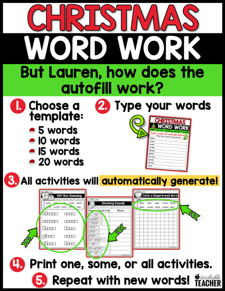 Editable Christmas Word Work – A Teachable Teacher