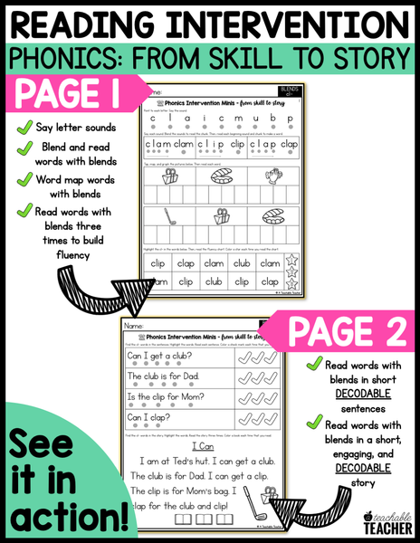Blends - Words with Blends Worksheets Reading Intervention – A ...