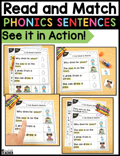 Read and Match Phonics Sentences - Diphthongs – A Teachable Teacher