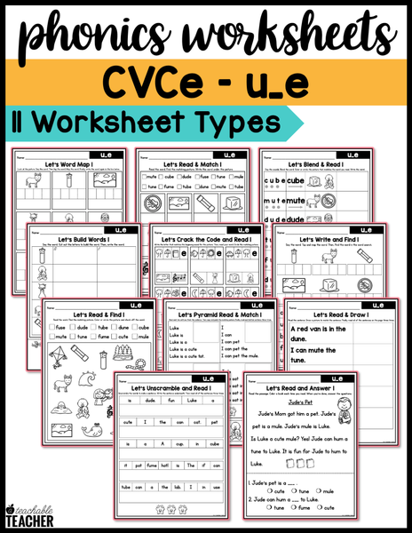 CVCe - u_e Phonics Worksheets - The Science of Reading – A Teachable ...