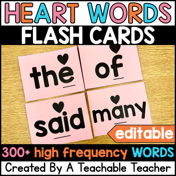 Heart Words Flash Cards for Science of Reading High Frequency Words Li ...