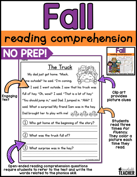 Fall Reading Comprehension – A Teachable Teacher