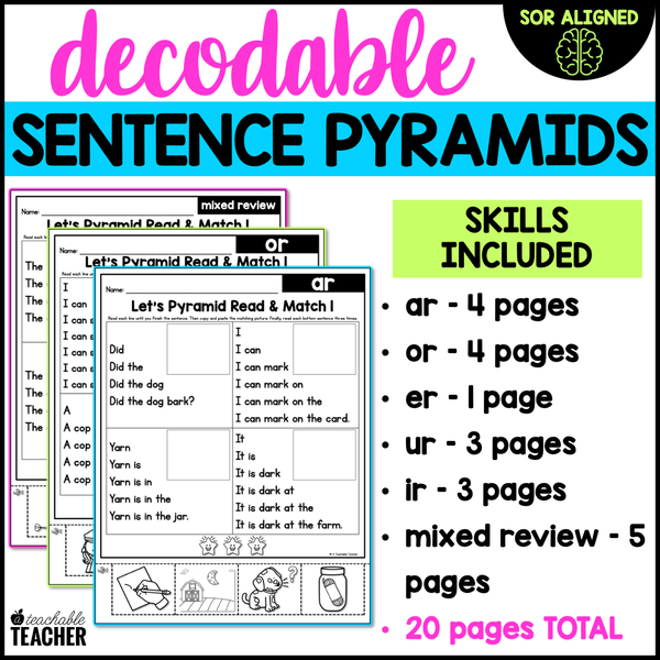 Decodable Sentence Pyramids- R-Controlled Vowel Words – A Teachable Teacher