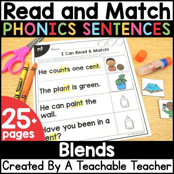 Read and Match Phonics Sentences - Blends – A Teachable Teacher