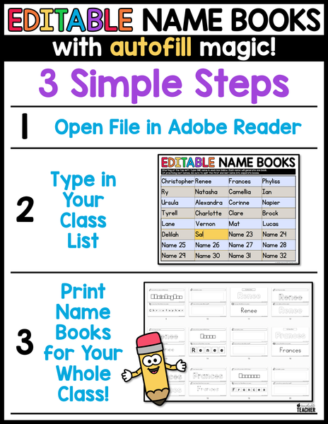 Editable Name Books: Practice Writing First and Last Name – A Teachable ...