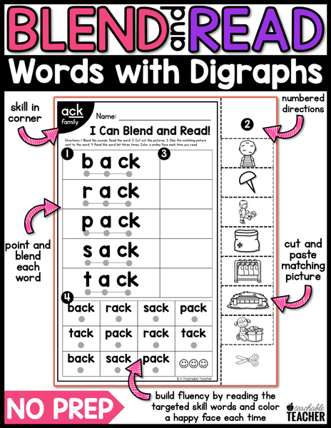 Blend and Read - Words with Digraphs – A Teachable Teacher