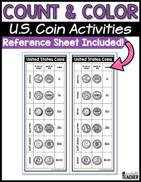 Count and Color - U.S. Coin Activities – A Teachable Teacher
