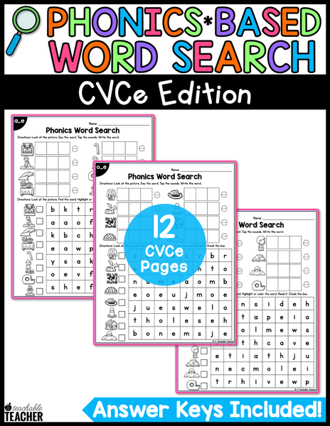 CVCe Worksheets Phonics Word Search: Write & Find CVCe Words – A ...