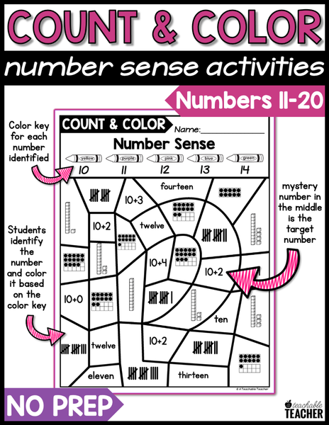 Count and Color - Number Sense Activities 11-20 – A Teachable Teacher