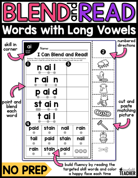 Blend and Read - Words with Long Vowels – A Teachable Teacher