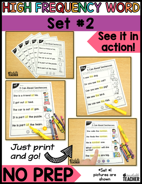 High Frequency Word Sentences for Fluency- Set #2 – A Teachable Teacher