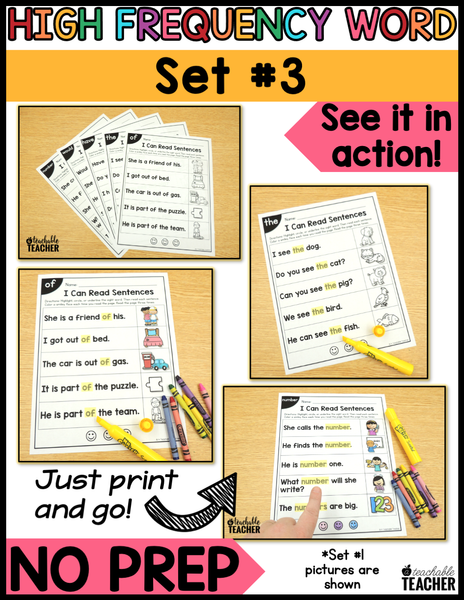 High Frequency Word Sentences for Fluency- Set #3 – A Teachable Teacher