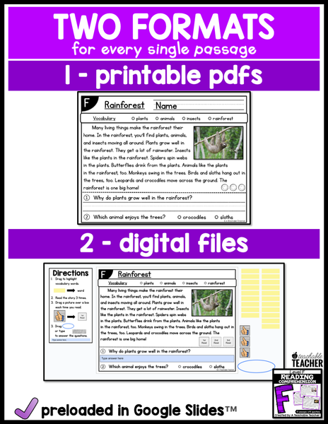 Level F Reading Comprehension Passages and Questions – A Teachable Teacher