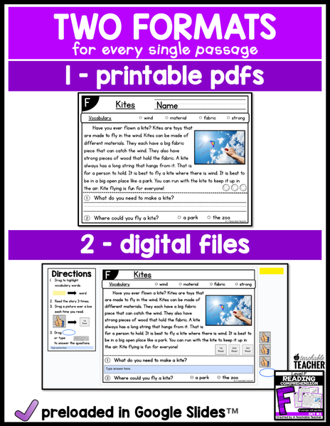 Level F Reading Comprehension Passages and Questions - Set Two – A ...