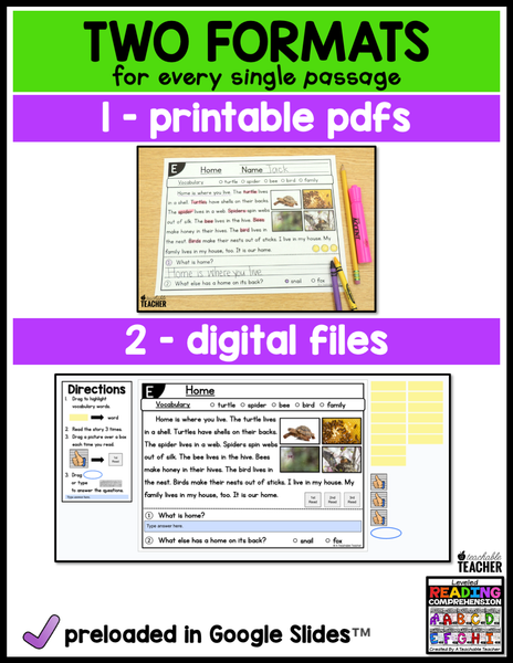 Leveled Reading Passages A-I BUNDLE – A Teachable Teacher