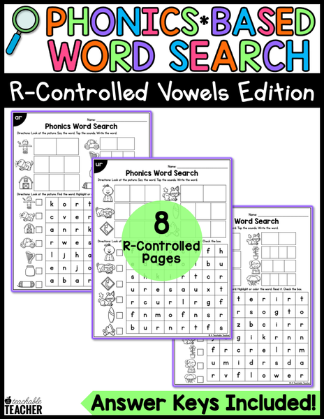 R-Controlled Vowels Worksheets Phonics Word Search: Write & Find Words ...