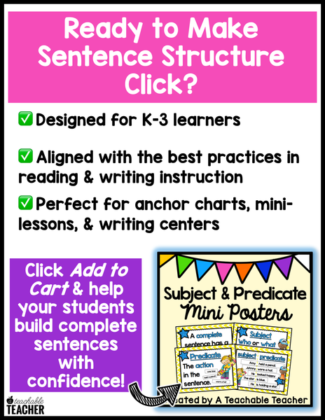 Subject and Predicate Mini Posters – A Teachable Teacher