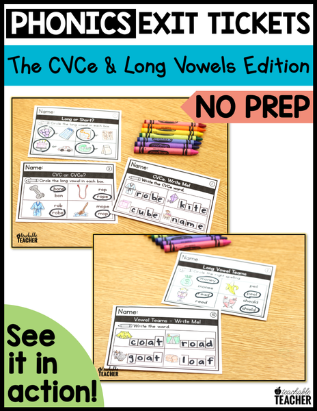 Phonics Exit Tickets - The CVCe and Long Vowels Edition – A Teachable ...