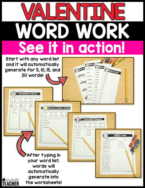 Editable Valentine's Day Word Work – A Teachable Teacher