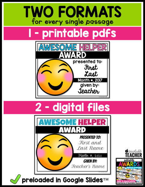 Editable Emoji End of the Year Awards – A Teachable Teacher