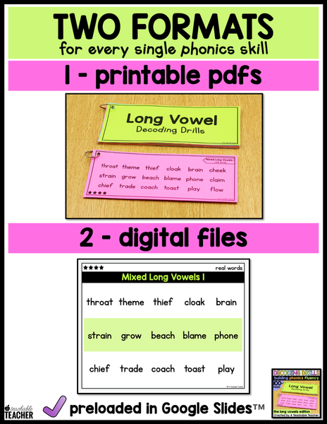 Decoding Drills for Building Phonics Fluency - The Long Vowels Edition ...