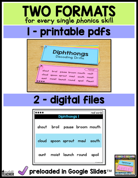 Decoding Drills for Building Phonics Fluency - The Diphthongs Edition ...