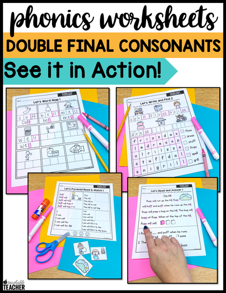 Double Final Consonants Phonics Worksheets- The Science of Reading – A ...