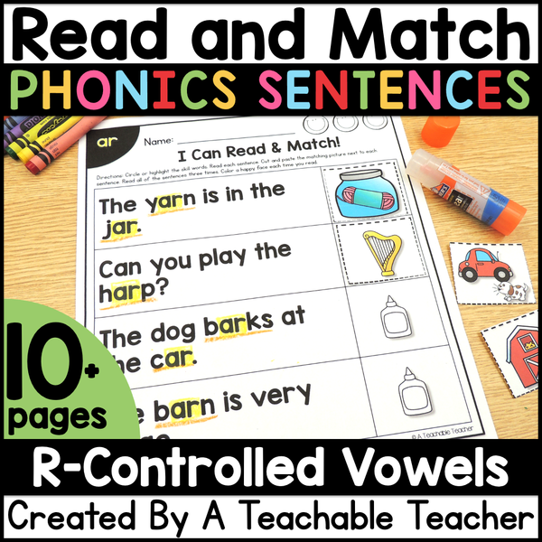 Read and Match Phonics Sentences - R-Controlled Vowels – A Teachable ...
