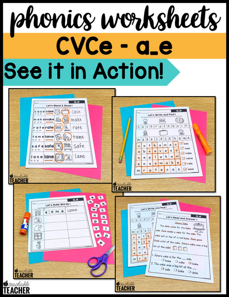 CVCe - a_e Phonics Worksheets - The Science of Reading – A Teachable ...